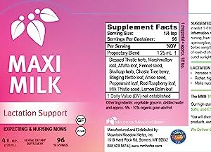 Mountain Meadow Herbs Maxi-Milk - 4 oz - All Natural Liquid Lactation Supplement to Increase Milk Supply for Breastfeeding Moms