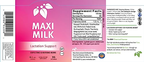 Mountain Meadow Herbs Maxi-Milk - 4 oz - All Natural Liquid Lactation Supplement to Increase Milk Supply for Breastfeeding Moms