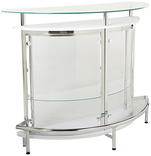 Coaster Furniture Bar Unit 20 inch W x 50.75 inch L x 41 inch H Chrome and Clear 101066