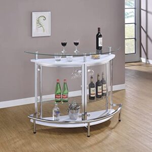 Coaster Furniture Bar Unit 20 inch W x 50.75 inch L x 41 inch H Chrome and Clear 101066