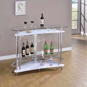 Coaster Furniture Bar Unit 20 inch W x 50.75 inch L x 41 inch H Chrome and Clear 101066