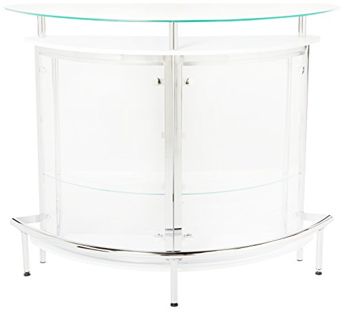 Coaster Furniture Bar Unit 20 inch W x 50.75 inch L x 41 inch H Chrome and Clear 101066