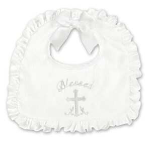 bearington baby blessings girl's christening and baptism bib, 10" x 10"