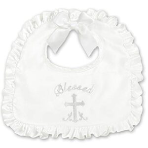 Bearington Baby Blessings Girl's Christening and Baptism Bib, 10" x 10"