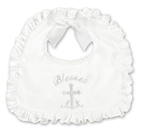 Bearington Baby Blessings Girl's Christening and Baptism Bib, 10" x 10"