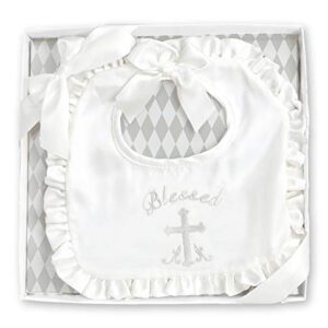 Bearington Baby Blessings Girl's Christening and Baptism Bib, 10" x 10"