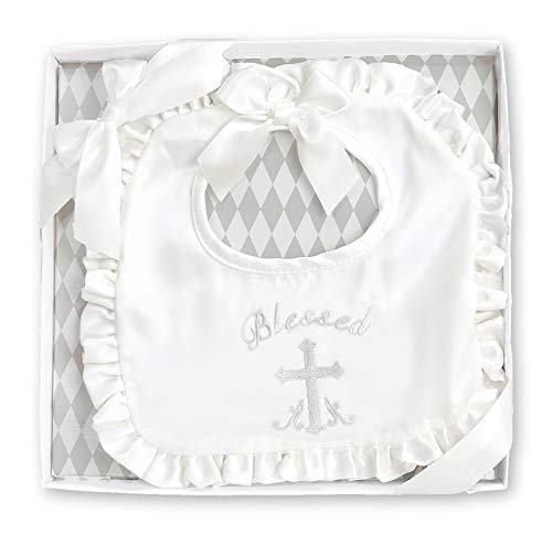 Bearington Baby Blessings Girl's Christening and Baptism Bib, 10" x 10"