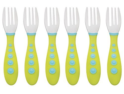 Gerber Stainless Steel Tip Kiddy Cutlery Forks - 6 Pack, Green