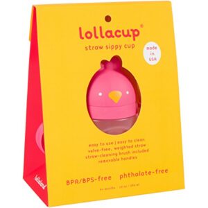 Lollaland Weighted Straw Sippy Cup for Baby: Lollacup - Transition Kids, Infant & Toddler Sippy Cup (6 months - 9 months) | Shark Tank Products | Lollacup (Posh Pink)