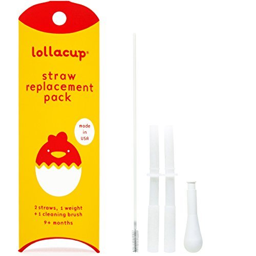 Lollaland Lollacup Straw Replacement Kit - Includes 2 Straws, 1 Weight & 1 Cleaning Brushes - Made in USA - BPA/BPS/PVC/Phthalate Free - Dishwasher Safe