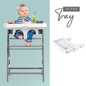 Hauck Alpha Removable Non Slip High Chair Table Tray with Adjustable Depth, Compatible w/Wooden Grow-Along Alpha+ and Beta+, Accessory Only, White