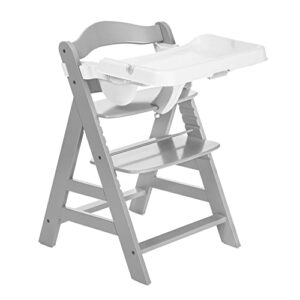 Hauck Alpha Removable Non Slip High Chair Table Tray with Adjustable Depth, Compatible w/Wooden Grow-Along Alpha+ and Beta+, Accessory Only, White