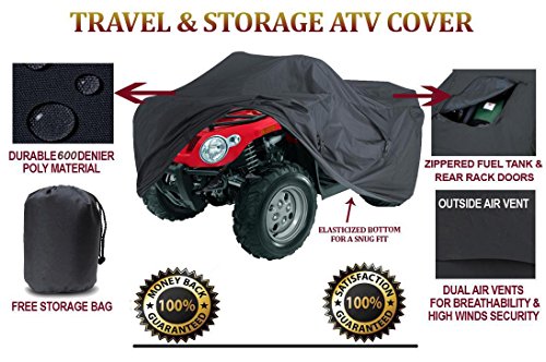 Heavy Duty 4 Wheeler ATV Cover Compatible for Suzuki Eiger 400 2x4 Quad All Terrain Vehicles 2002-2003. Strong All Weather Protection.