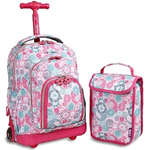 j world new york kids' lollipop rolling backpack & lunch bag set, blue raspberry, one size