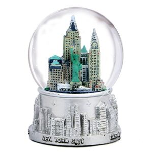 new york city silver with color snow globe 3.5 inches tall