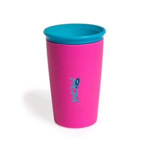 wow cup for kids original 360 sippy cup, pink with blue lid, 9 oz