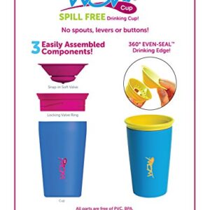 Wow Cup for Kids Original 360 Sippy Cup, Pink with Blue Lid, 9 oz