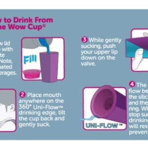 Wow Cup for Kids Original 360 Sippy Cup, Pink with Blue Lid, 9 oz