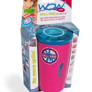 Wow Cup for Kids Original 360 Sippy Cup, Pink with Blue Lid, 9 oz