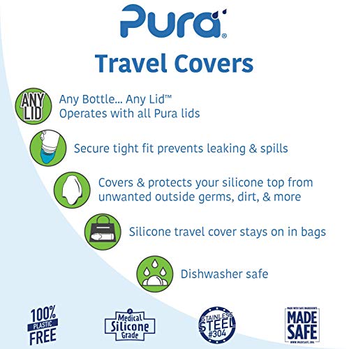 Pura Kiki Nipple/Spout Silicone Travel Covers - Pura Lids Compatible | Plastic-Free, Medical Grade, MadeSafe Certified | Prevents Leaks & Spills, Secure Fit | 2-Piece (Blue)