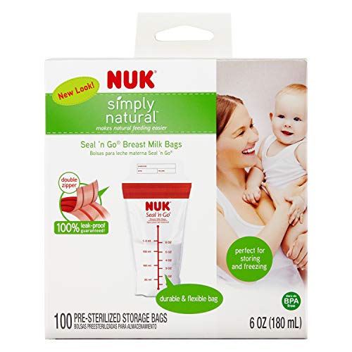 NUK Simply Natural Seal n' Go Breast Milk Bags, 100 CT