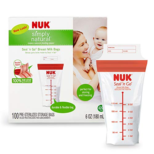 NUK Simply Natural Seal n' Go Breast Milk Bags, 100 CT