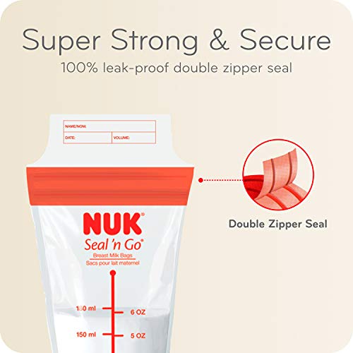 NUK Simply Natural Seal n' Go Breast Milk Bags, 100 CT