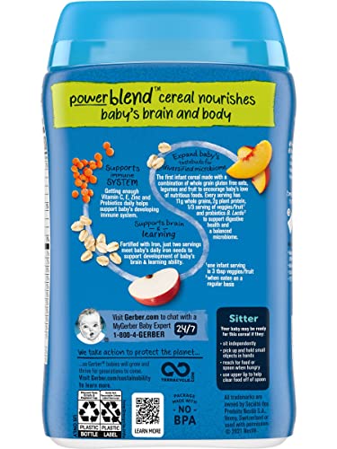 Gerber Baby Cereal, Oatmeal Peach Apple, 8 Ounce