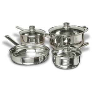 concord cookware 7-piece stainless steel cookware set, includes pots and pans