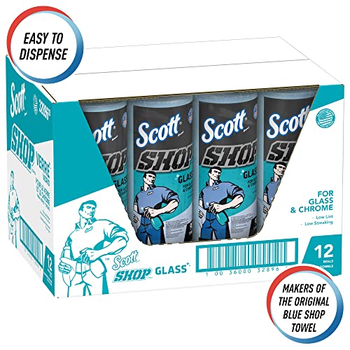 Scott® Shop Towels Glass™ (32896), Blue Shop Towels Glass, Mirrors and Chrome, Perforated Towels/Roll, 12 Rolls, 1,080 Towels/Case