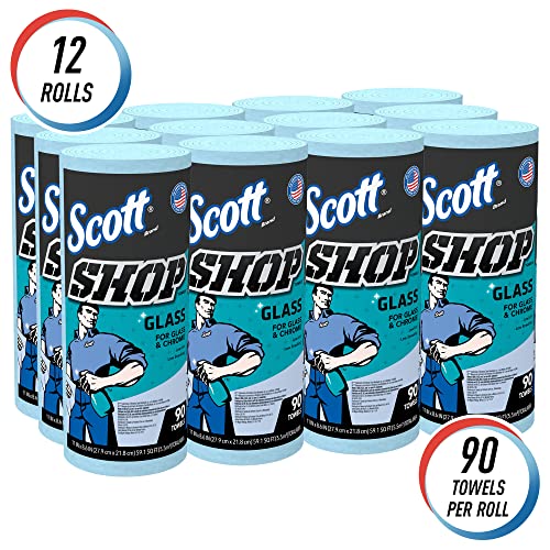 Scott® Shop Towels Glass™ (32896), Blue Shop Towels Glass, Mirrors and Chrome, Perforated Towels/Roll, 12 Rolls, 1,080 Towels/Case