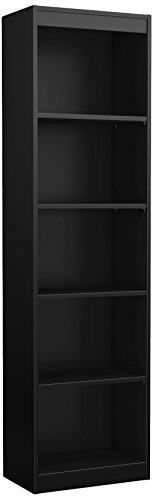 South Shore Axess 5-Shelf Narrow Bookcase, Pure Black, 7270758