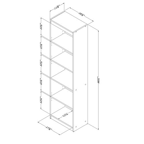 South Shore Axess 5-Shelf Narrow Bookcase, Pure Black, 7270758