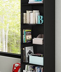 South Shore Axess 5-Shelf Narrow Bookcase, Pure Black, 7270758