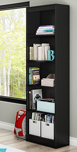 South Shore Axess 5-Shelf Narrow Bookcase, Pure Black, 7270758