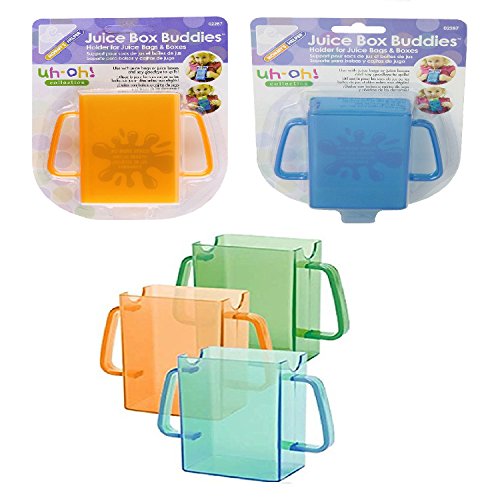 5-PACK Mommys Helper Juice Box Buddies Holder for Juice Bags and Boxes, Colors May Vary