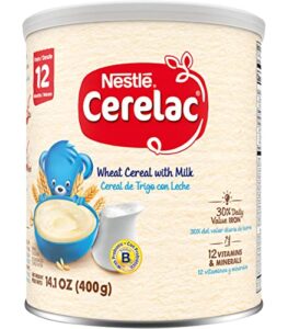 nestle cerelac wheat cereal with milk, made for toddlers 12 months, 14.1-ounce canister (pack of 1)