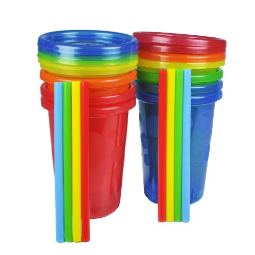 The First Years Take & Toss Straw Cups,10 Ounce, 8 Spill Proof Cups - Great for On The Go