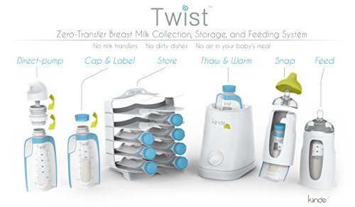 Kiinde Twist Pouch Direct-Pump Direct-Feed Twist Cap Breast Milk Storage Bags for Pumping, Freezing, Heating and Feeding, Pre-Sterilized, 6 Ounce, Pack of 40