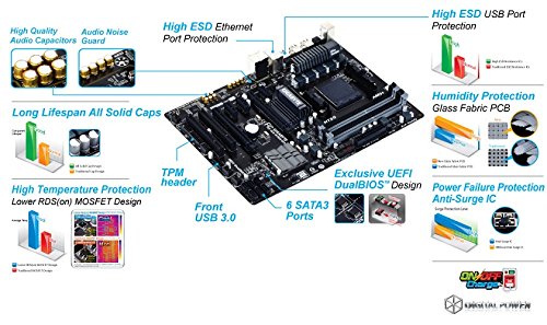 Gigabyte ATX Socket AM3+ AMD 970 Chipset 2000MHz DDR3 SATA III 6Gbps Ready AMD 9 Series FX Motherboards GA-970A-D3P