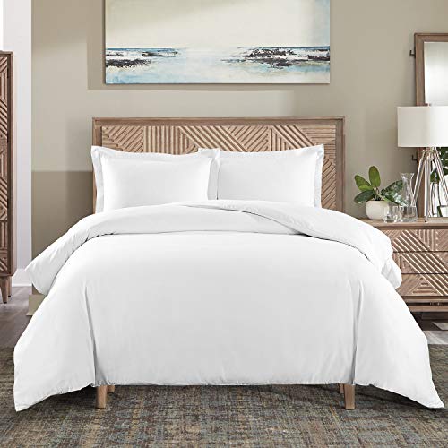 Royal Tradition Solid 650 Thread Count Cotton Blend Twin/Twin Extra Long (XL) Duvet Cover Set (White) Includes: 1-Duvet/Comforter Cover and 1-Pillow Sham