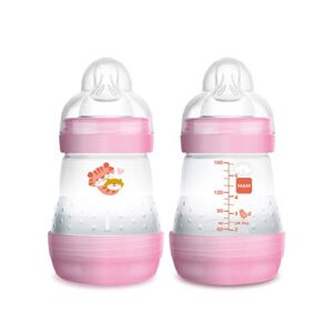 mam easy start anti colic 5 oz baby bottle, easy switch between breast and bottle, reduces air bubbles, 2 pack, newborn, girl