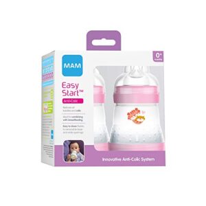 MAM Easy Start Anti Colic 5 oz Baby Bottle, Easy Switch Between Breast and Bottle, Reduces Air Bubbles, 2 Pack, Newborn, Girl