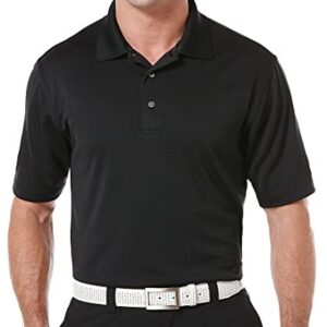 PGA TOUR mens Airflux Solid Mesh Short Sleeve Polo (Sizes - 4x) Golf Shirt, Caviar, XX-Large US