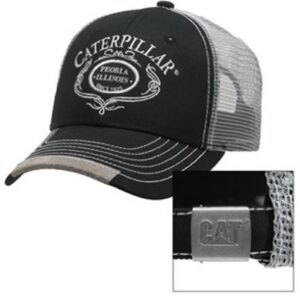 caterpillar cat script trucker mesh cap black