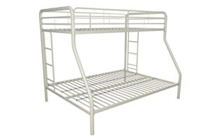 dhp twin-over-full bunk bed with metal frame and ladder, space-saving design, white