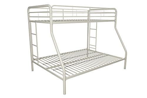 DHP Twin-Over-Full Bunk Bed with Metal Frame and Ladder, Space-Saving Design, White