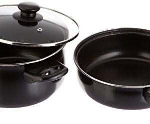 Gibson Home Back to Basics Carbon Steel Nonstick Cookware Set, 7-Piece, Black