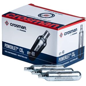 Crosman 12-Gram CO2 Powerlet Cartridges For Use With Air Rifles And Air Pistols, Pack of 40