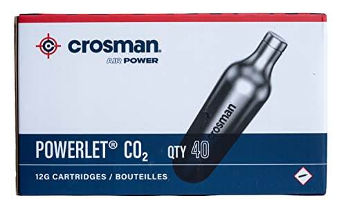 Crosman 12-Gram CO2 Powerlet Cartridges For Use With Air Rifles And Air Pistols, Pack of 40